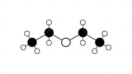 Diethyl Ether Molecule, Structural Chemical Formula, Ball-and-stick ...