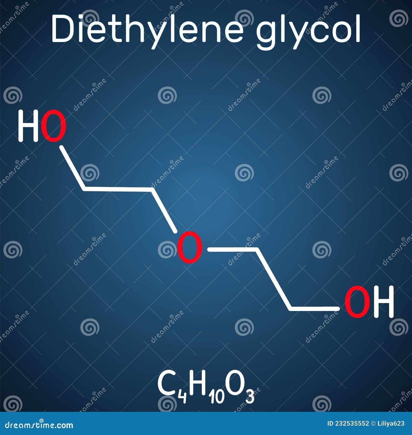 Diethylene Glycol, DEG Molecule. it is Diol, Solvent Stock Vector ...
