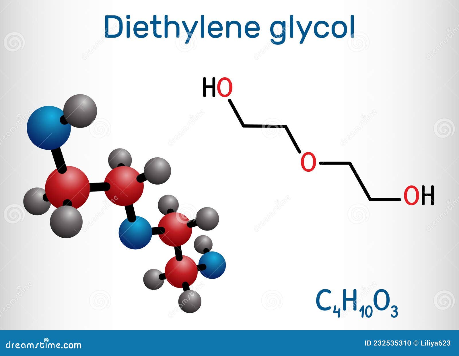 Diethylene Glycol, DEG Molecule. it is Diol, Solvent Stock Vector ...