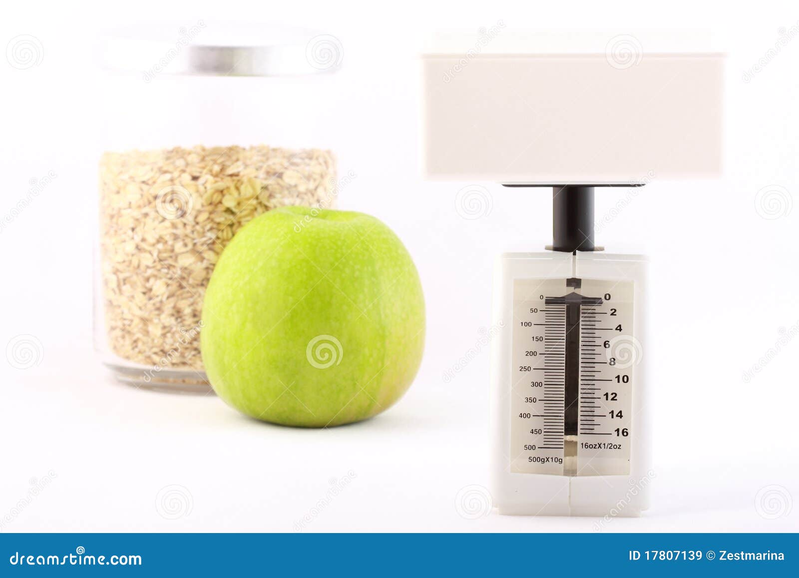 Dietic Concept: Balance, Apple and Oat Flakes Stock Image - Image of ...
