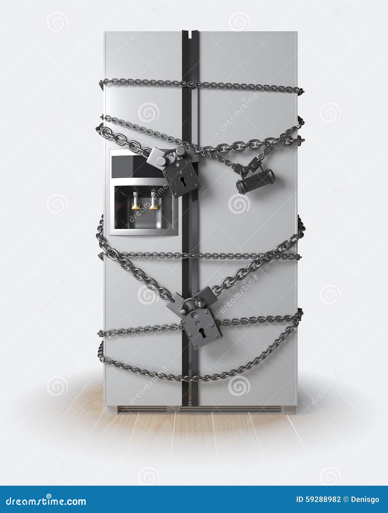 Dieting Concept. Refrigerator, Chain and Lock Stock Illustration ... Dieting Concept. Refrigerator, Chain and Lock Stock Illustration ...