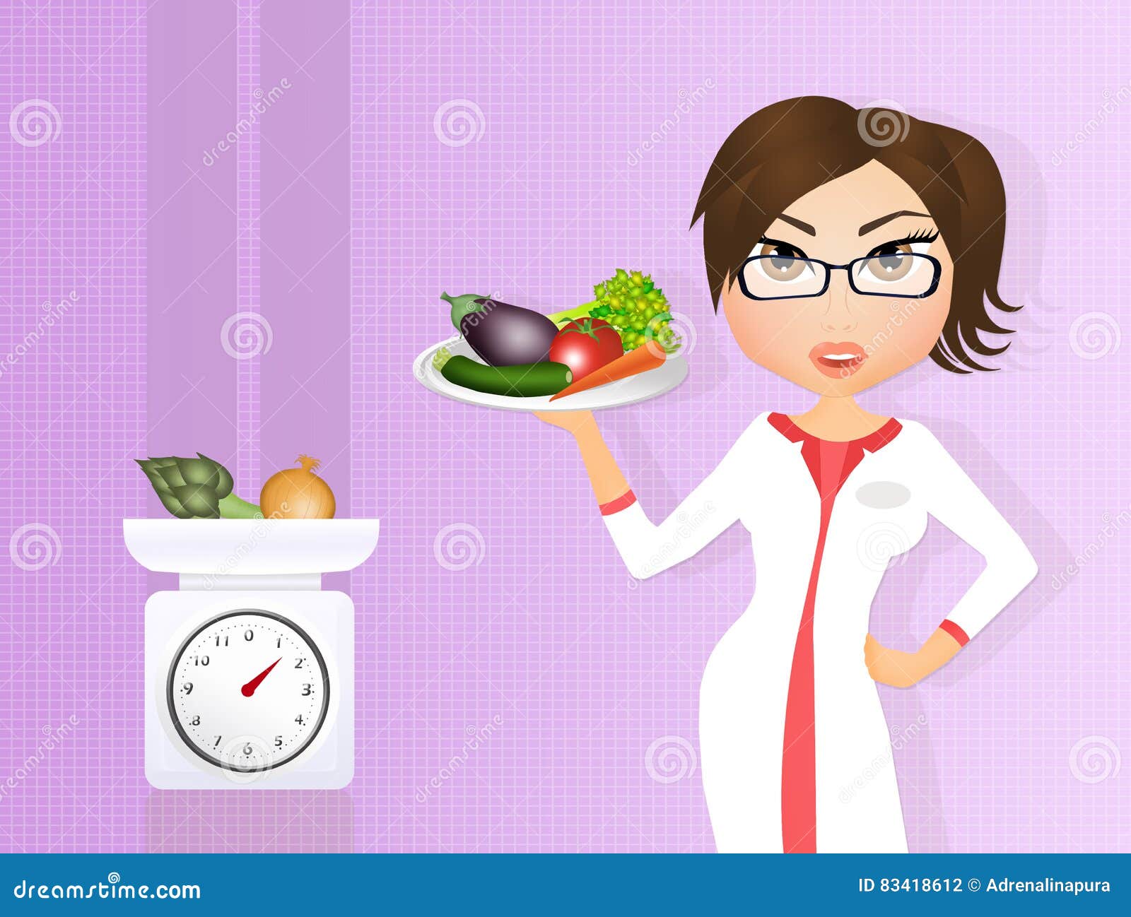 Dietitian Girl with Vegetables Stock Illustration - Illustration of ...