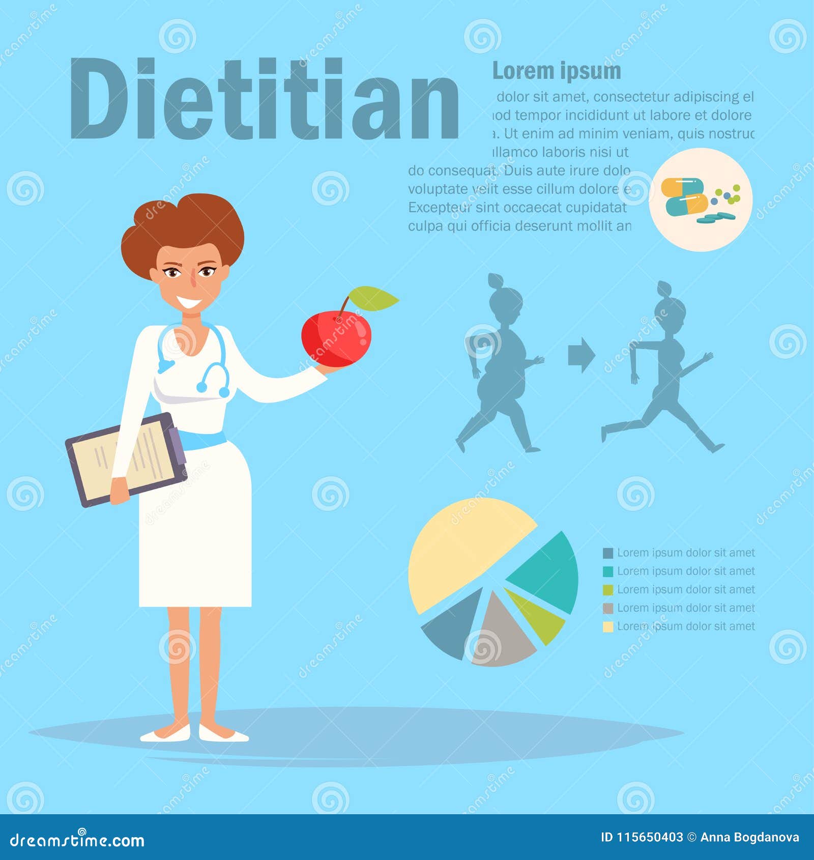 Dietitian Vector. Cartoon stock vector. Illustration of food - 115650403