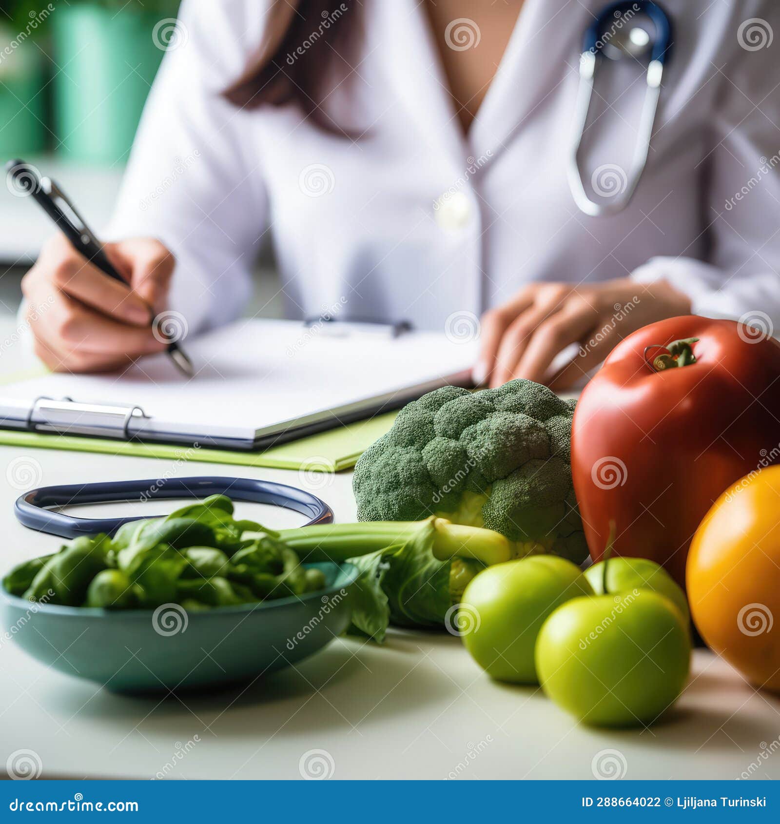 Dietitian Writing Diet Plan, View from Above on the Table with ...