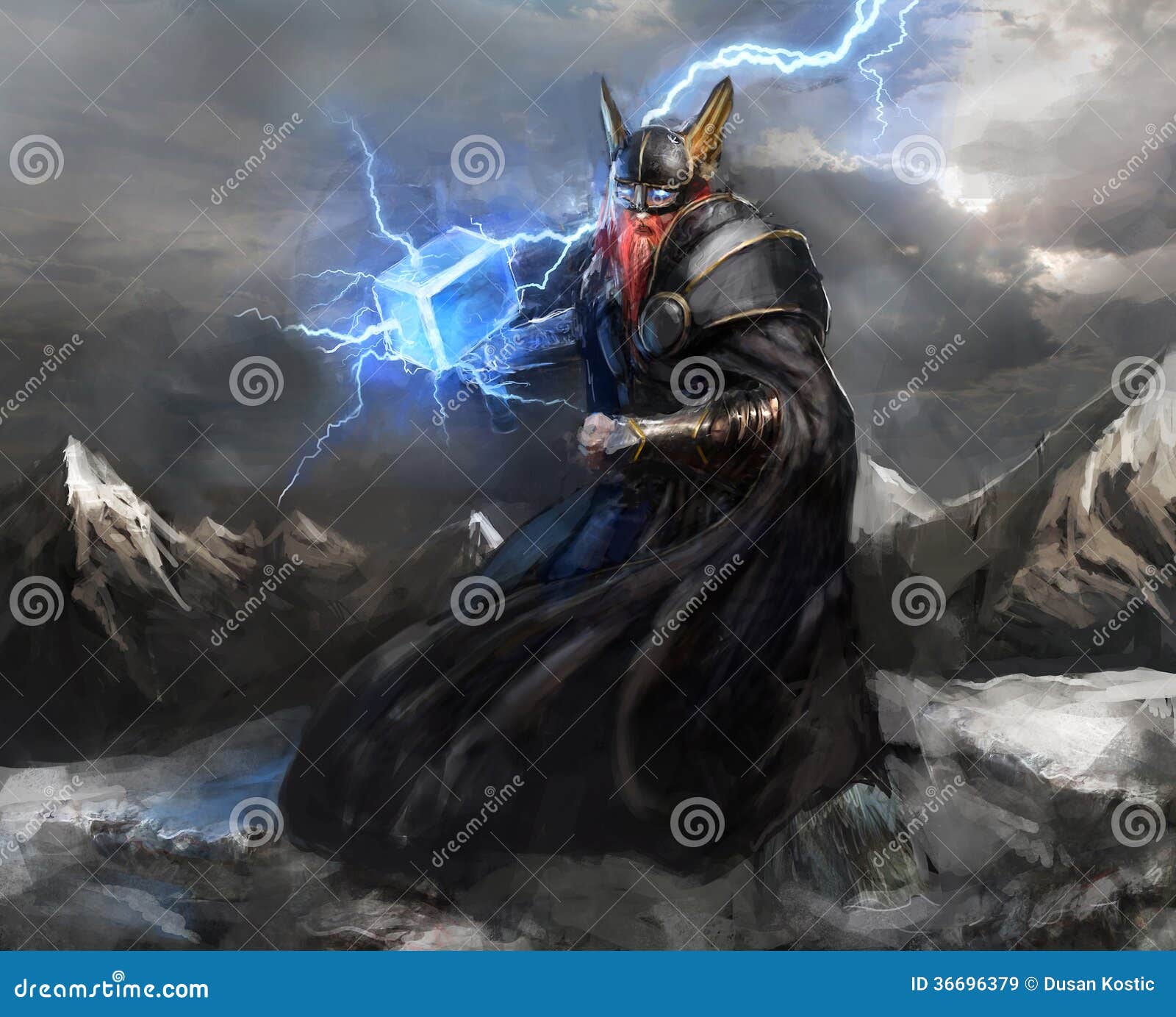 Dieu de thor de foudre illustration stock. Illustration du mythe - 36696379
