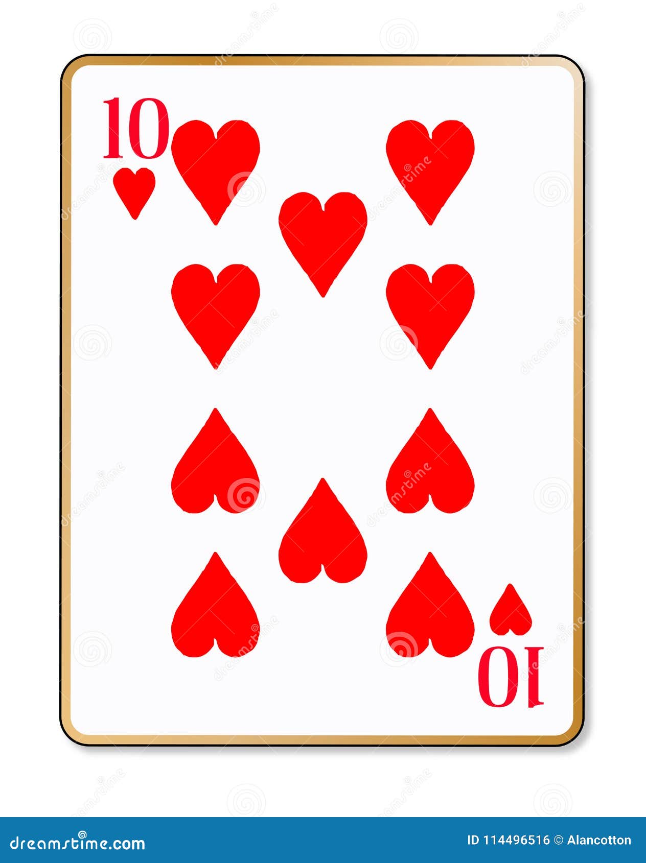 Diez Corazones Aislaron El Naipe Ilustración del Vector - Ilustración ...