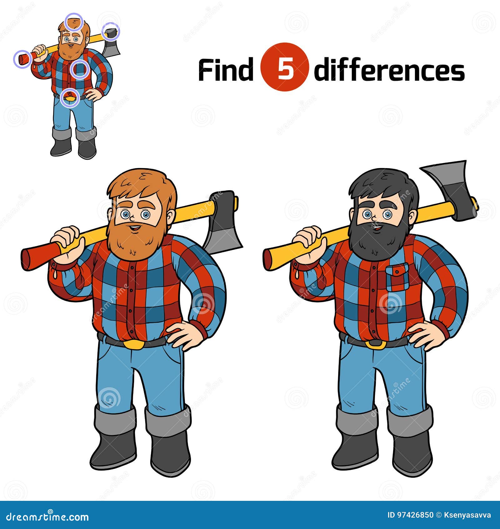 Diferenças Do Achado, Lenhador Ilustração do Vetor - Ilustração de ...