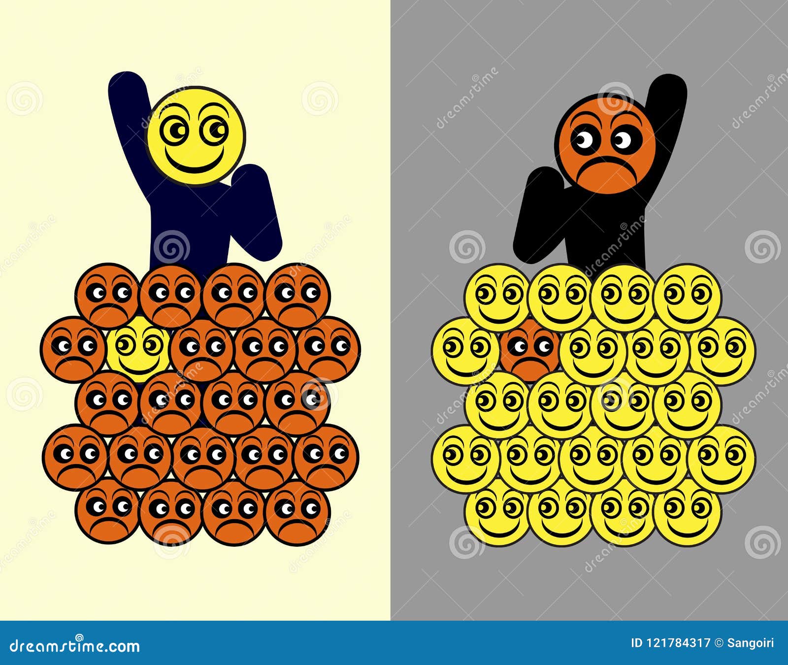 Diferencia Del Pesimista Del Optimista Stock de ilustración ...