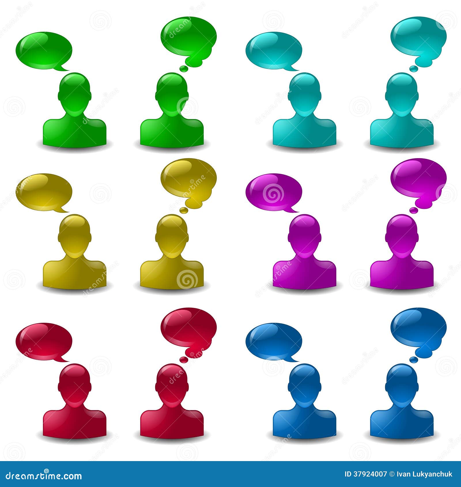 Diferent Colors Buddy Say and Think Icon Stock Vector - Illustration of ...