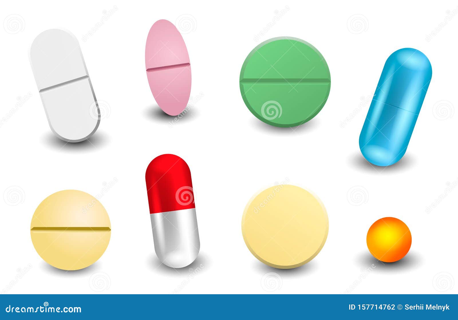 Diferentes Pastillas Vectoriales Realistas Ilustración del Vector ...