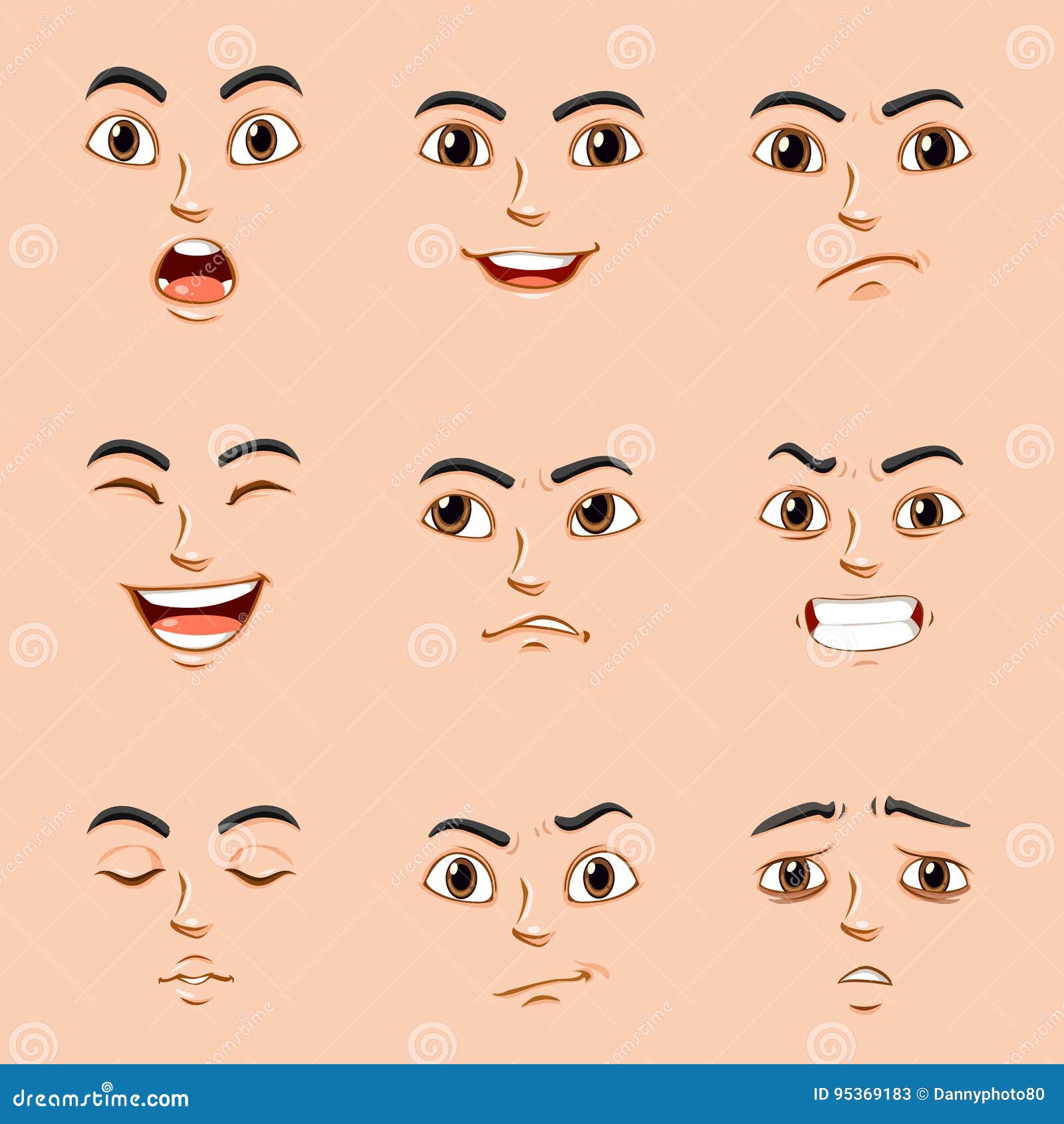 Différentes Expressions Du Visage D'humain Illustration de Vecteur ...