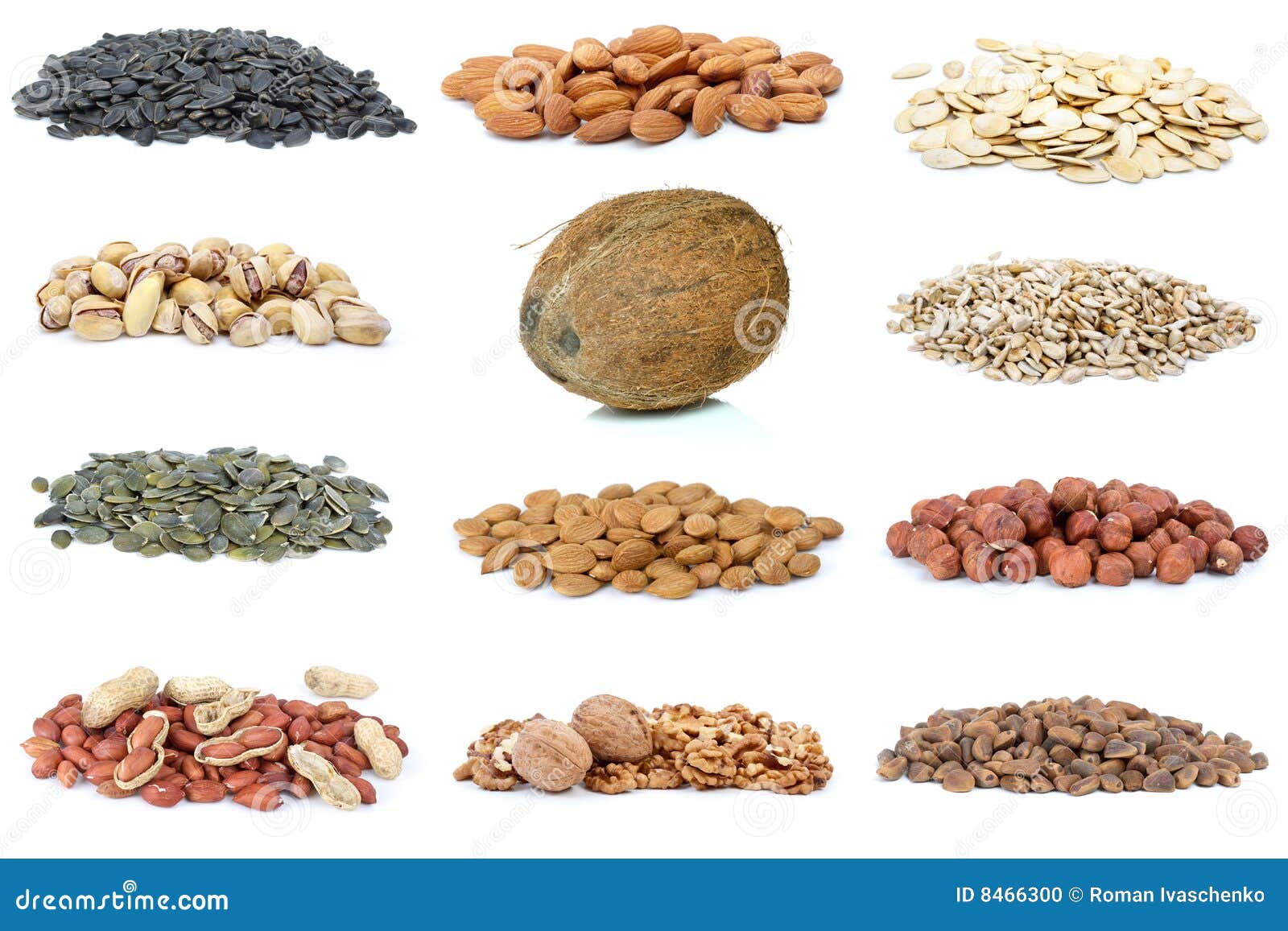 Différentes noix réglées photo stock. Image du fermer - 8466300