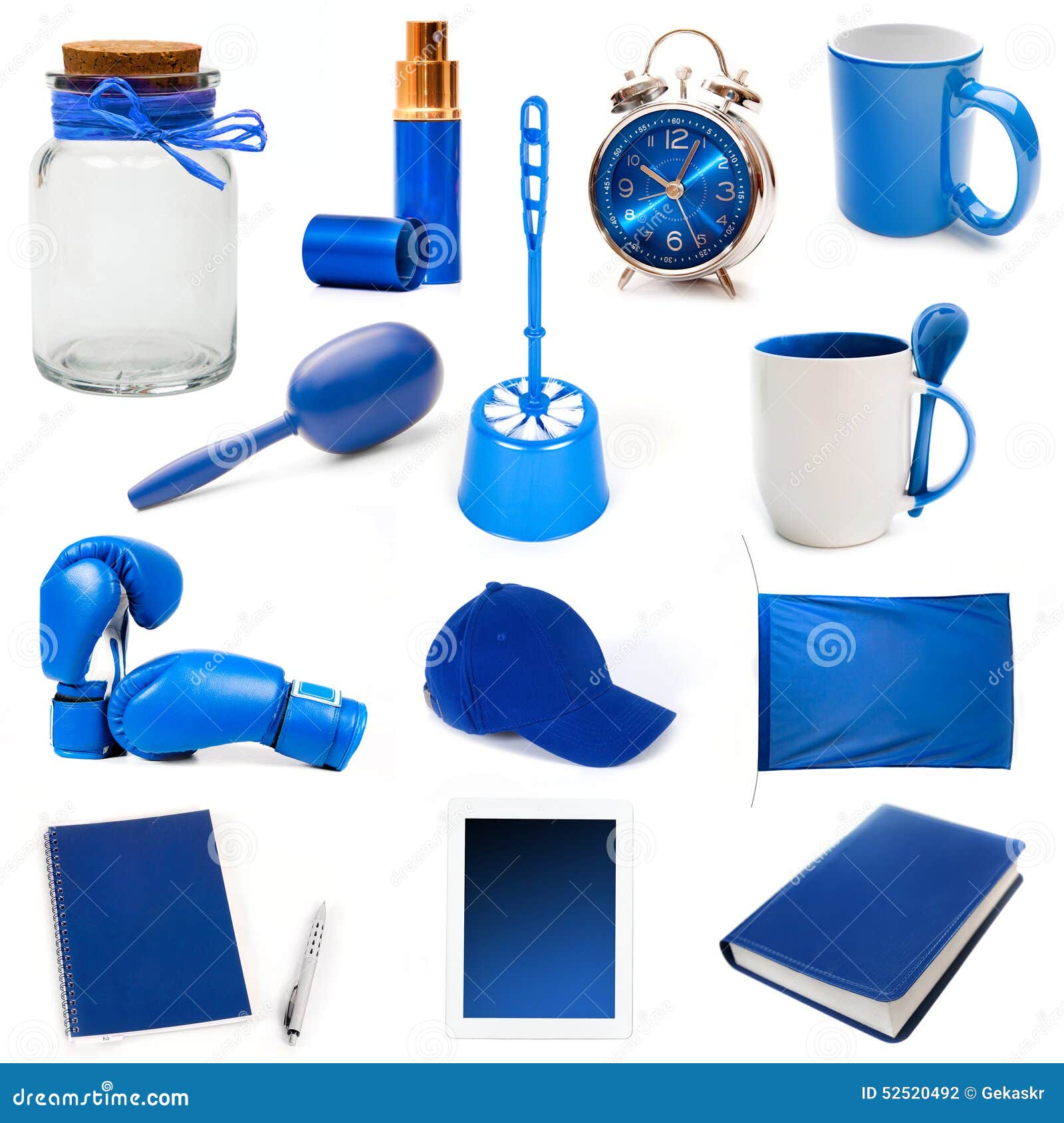 Différents objets bleus photo stock. Image du message - 52520492