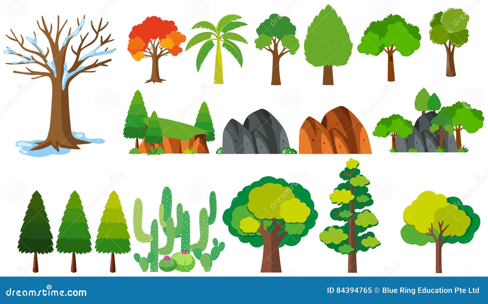 Différents types d'arbres illustration de vecteur. Illustration du ...