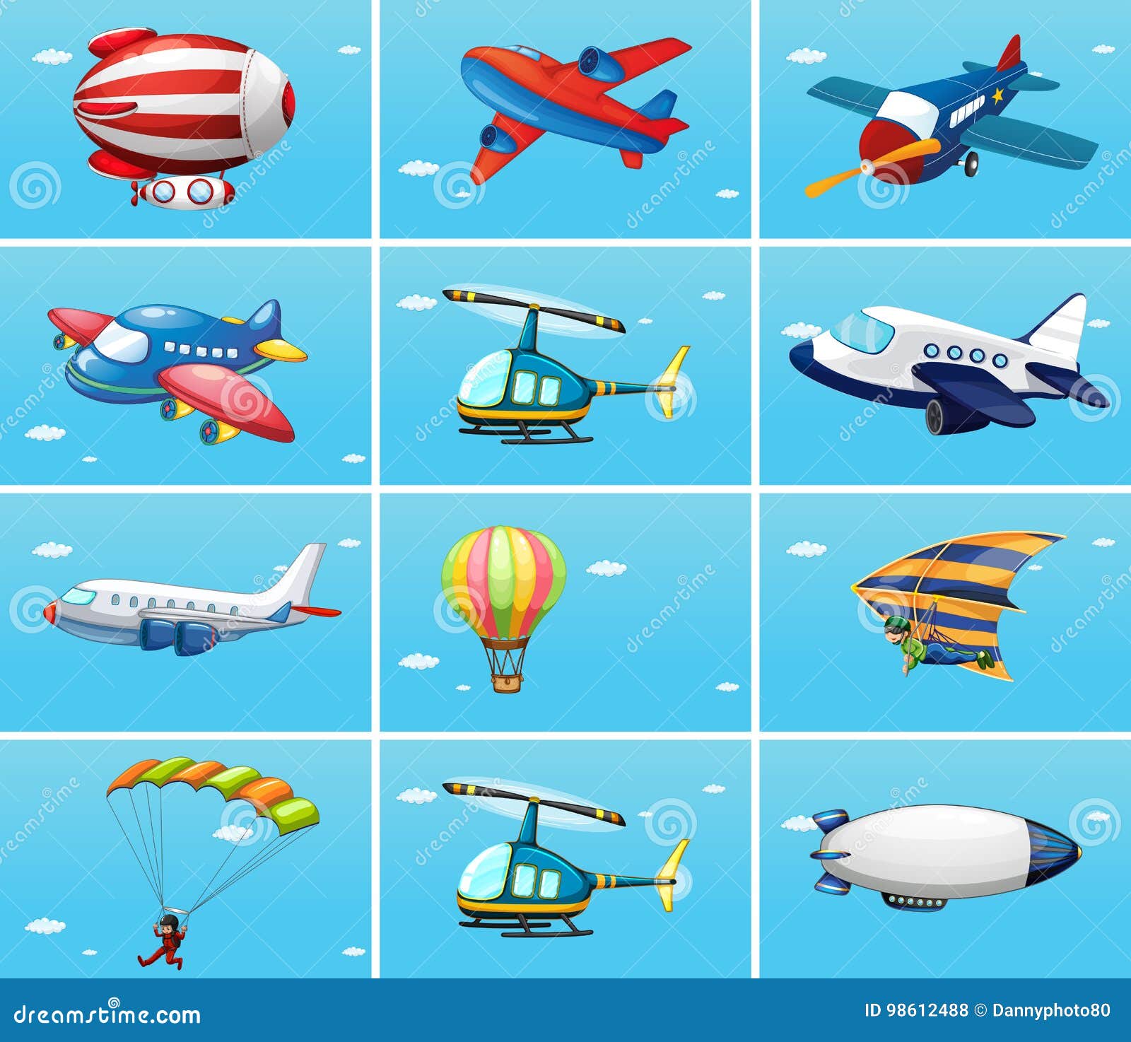 Différents types d'avions illustration de vecteur. Illustration du ...