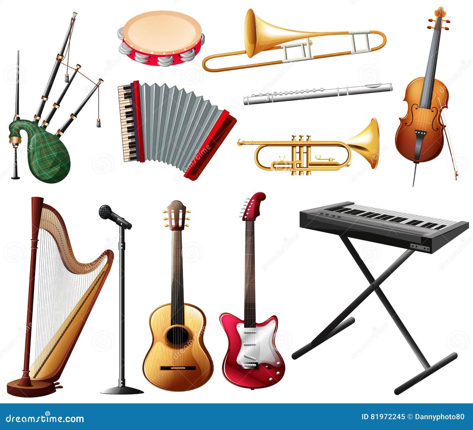 Différents Types D'instrument De Musique Sur Le Blanc Illustration de ...