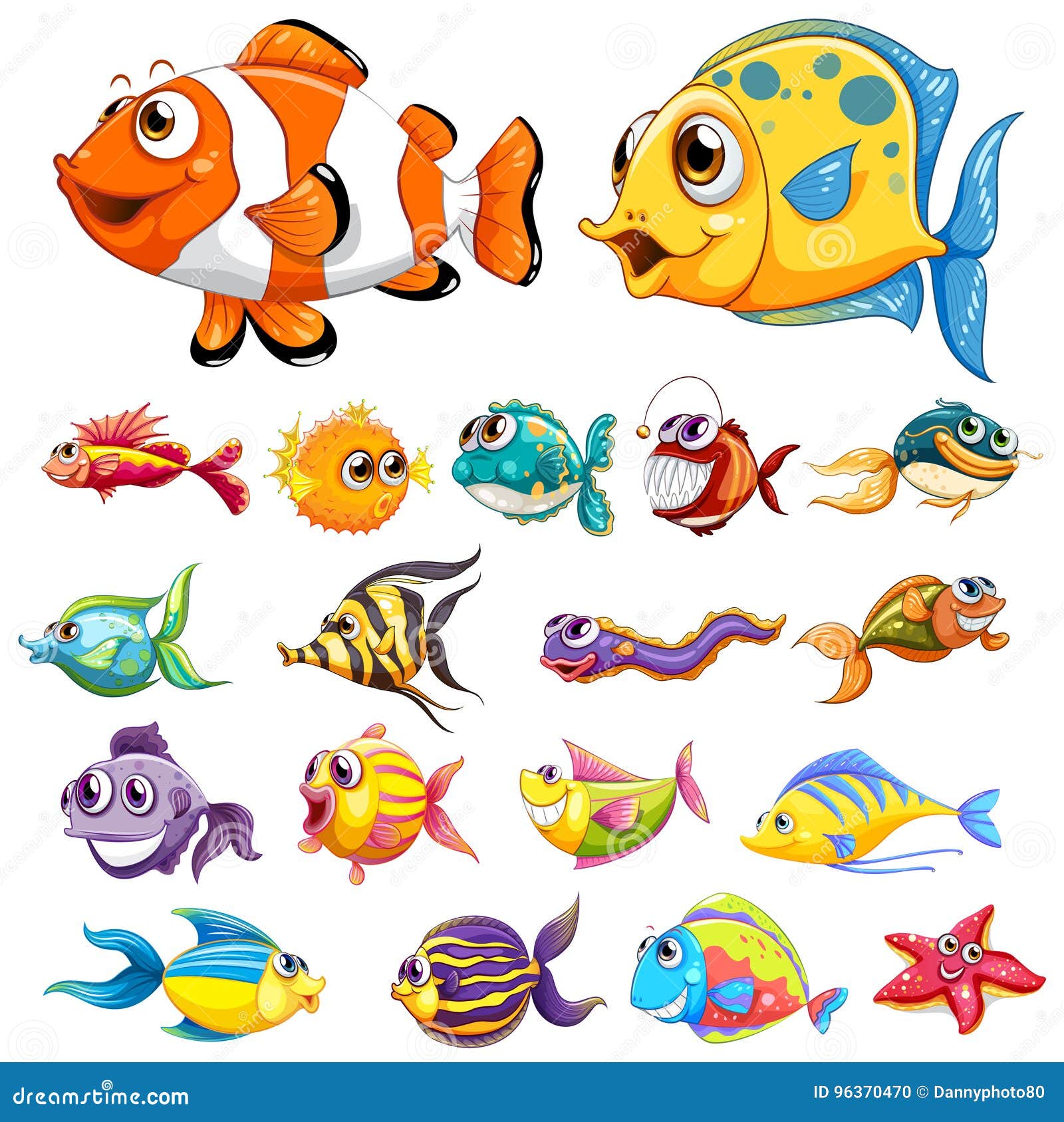 Différents Types De Poissons Illustration de Vecteur - Illustration du ...