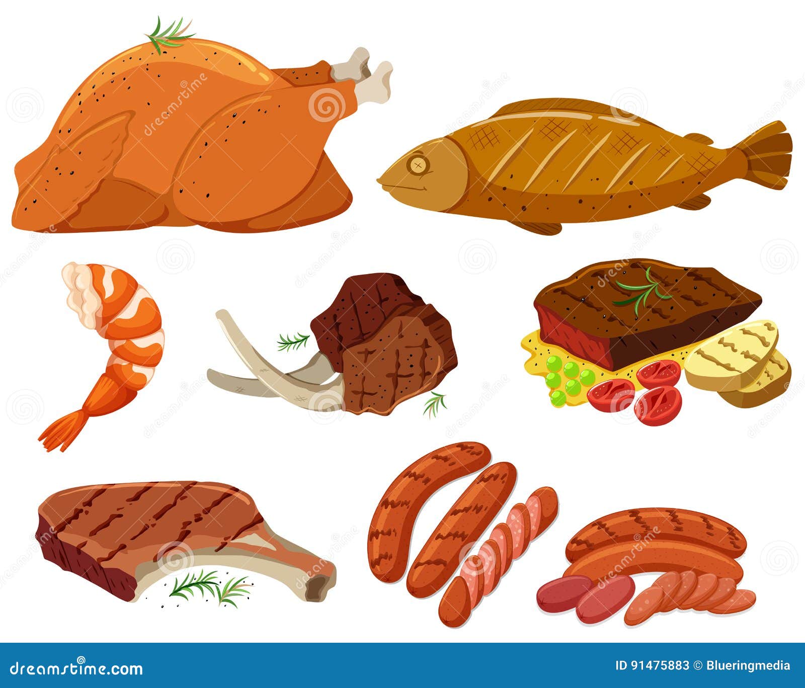 Différents Types De Viande Grillée Illustration de Vecteur ...