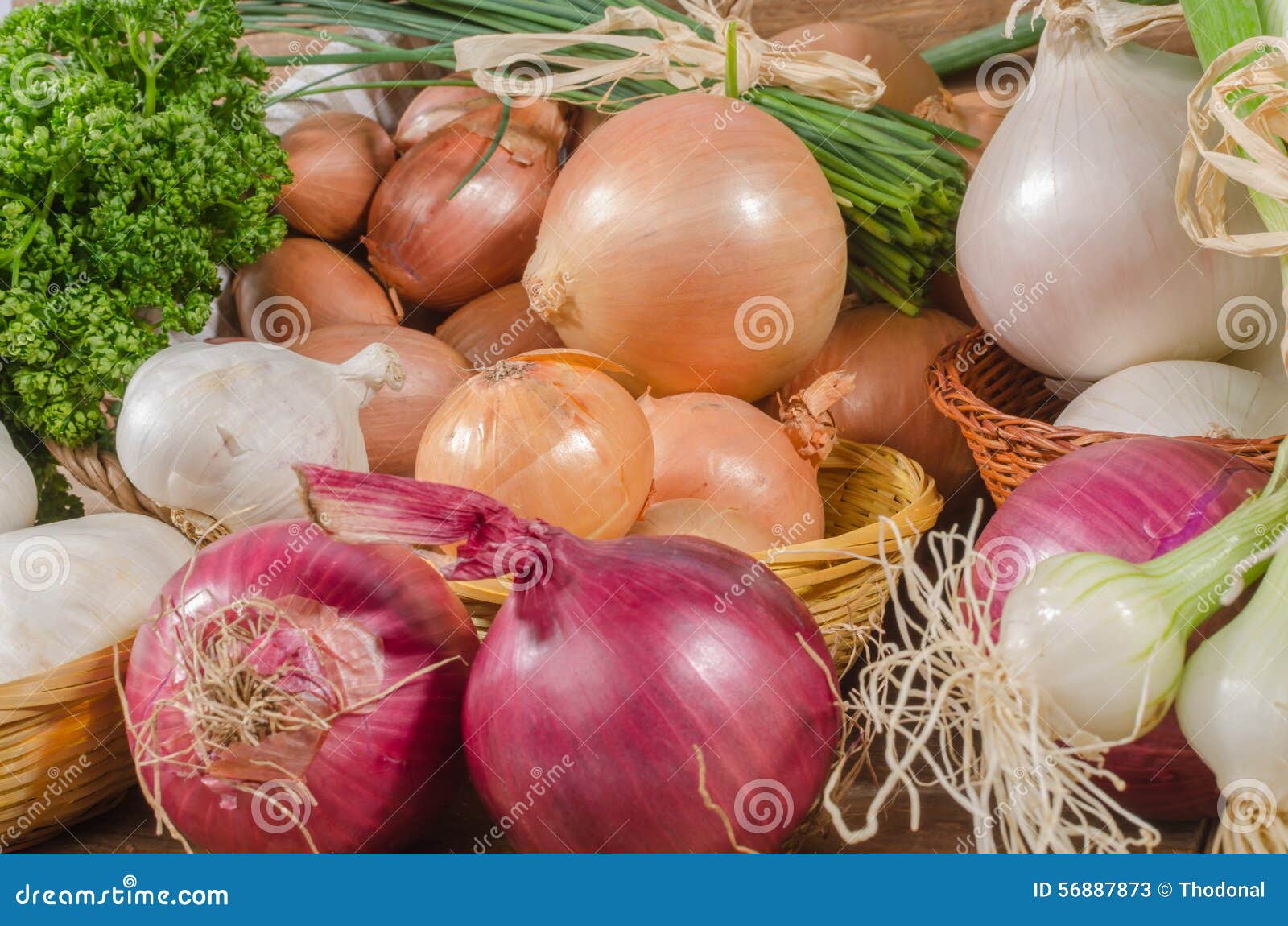 Différents Types Des Oignons, De L'ail Et D'échalotes Image stock ...
