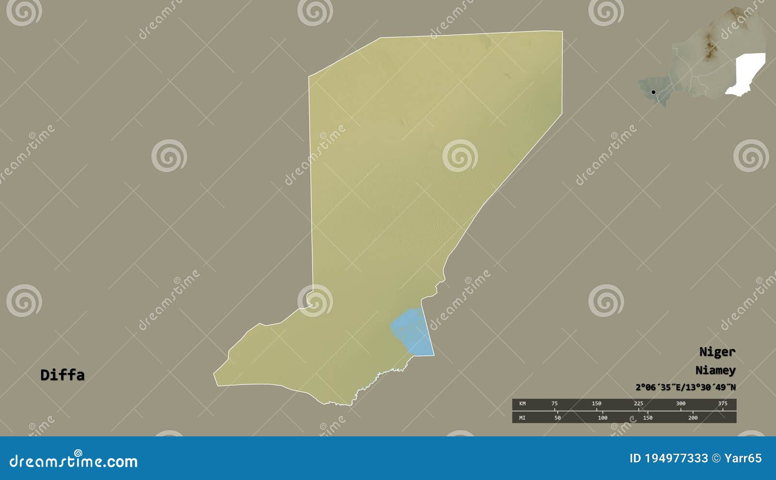 Diffa, Department of Niger, Zoomed. Relief Stock Illustration ...