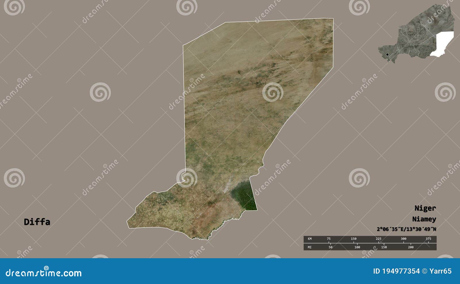 Diffa, Department of Niger, Zoomed. Satellite Stock Illustration ...