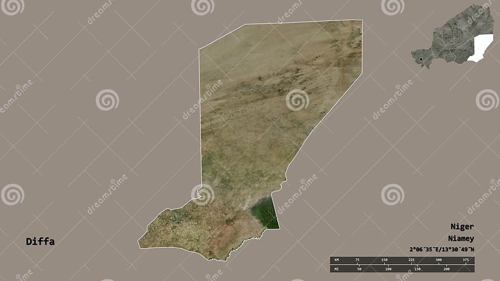 Diffa, Department of Niger, Zoomed. Satellite Stock Illustration ...