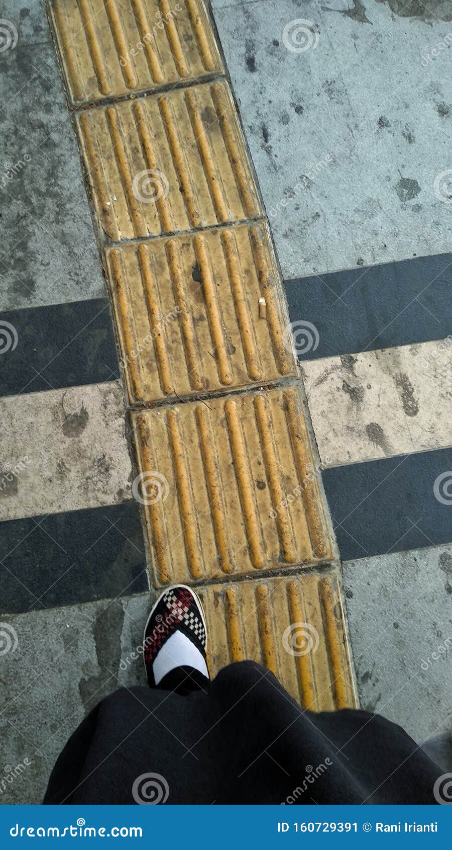Diffable Line on Sidewalk Pavement Stock Image - Image of handicap ...