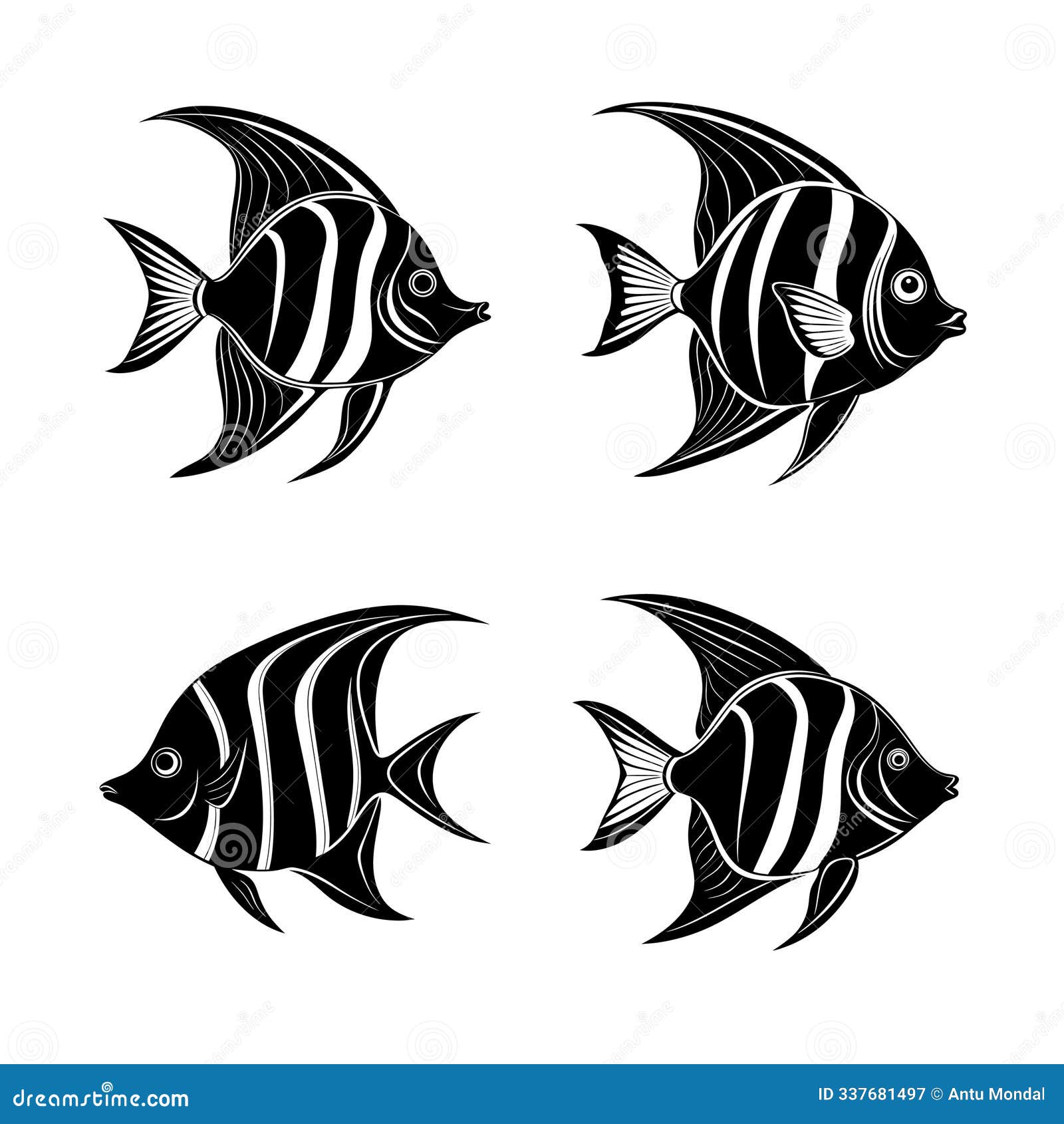 4 Difference Angelfish Silhouette Vector Illustration Stock ...