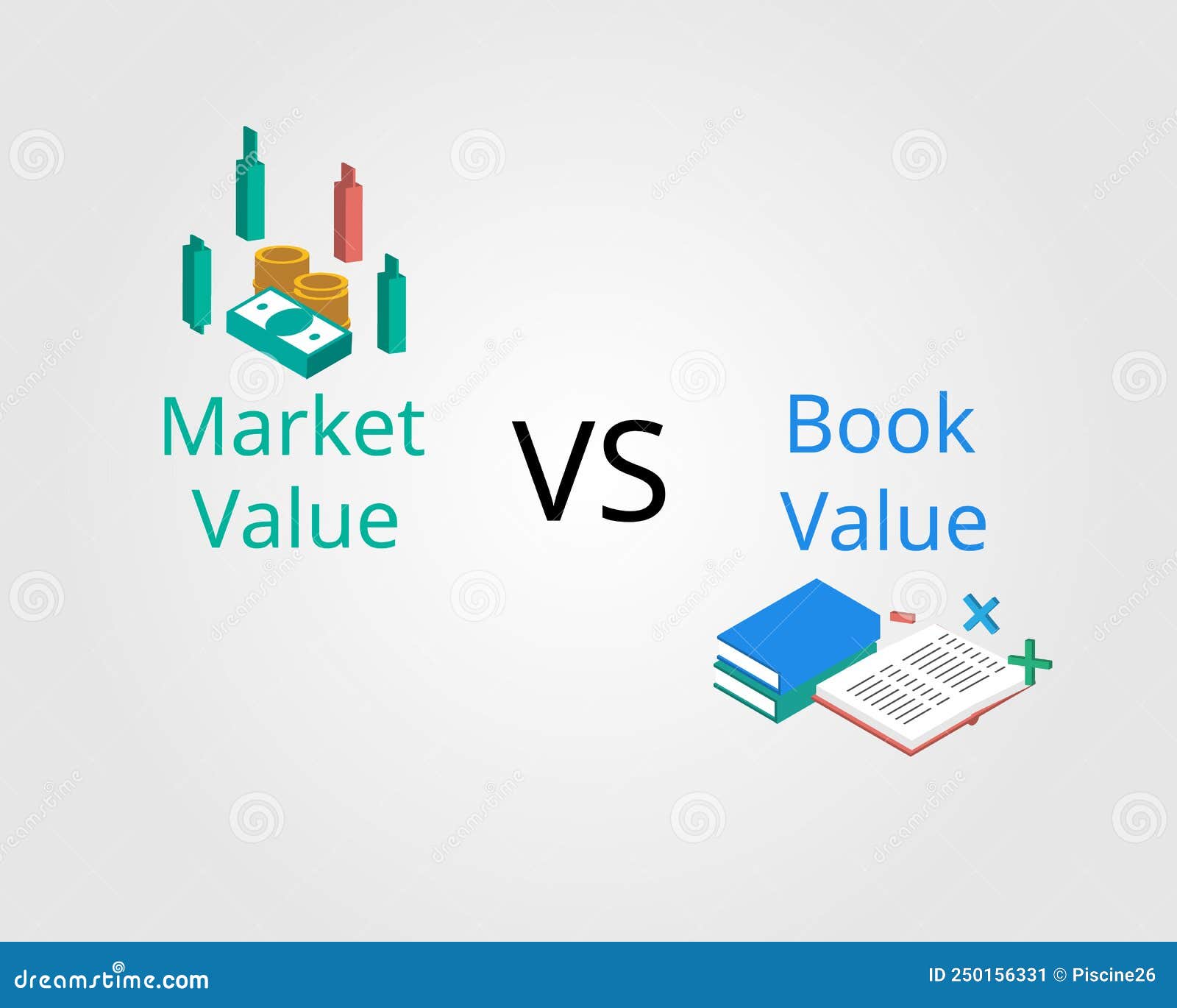 Difference of Book Value and Market Value Stock Vector - Illustration ...