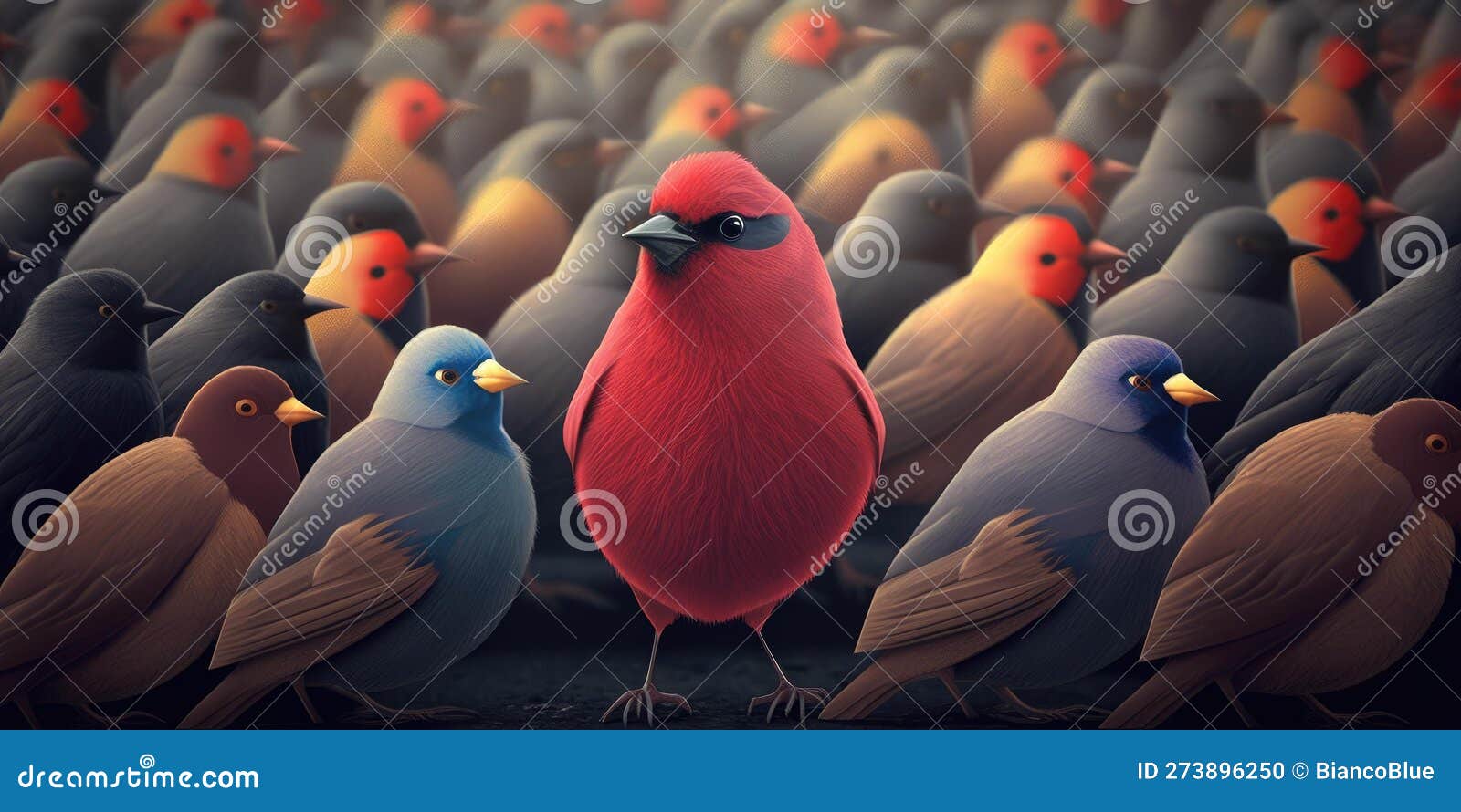 Difference Concept Showing by Extraordinary Bird Standing Out of the ...