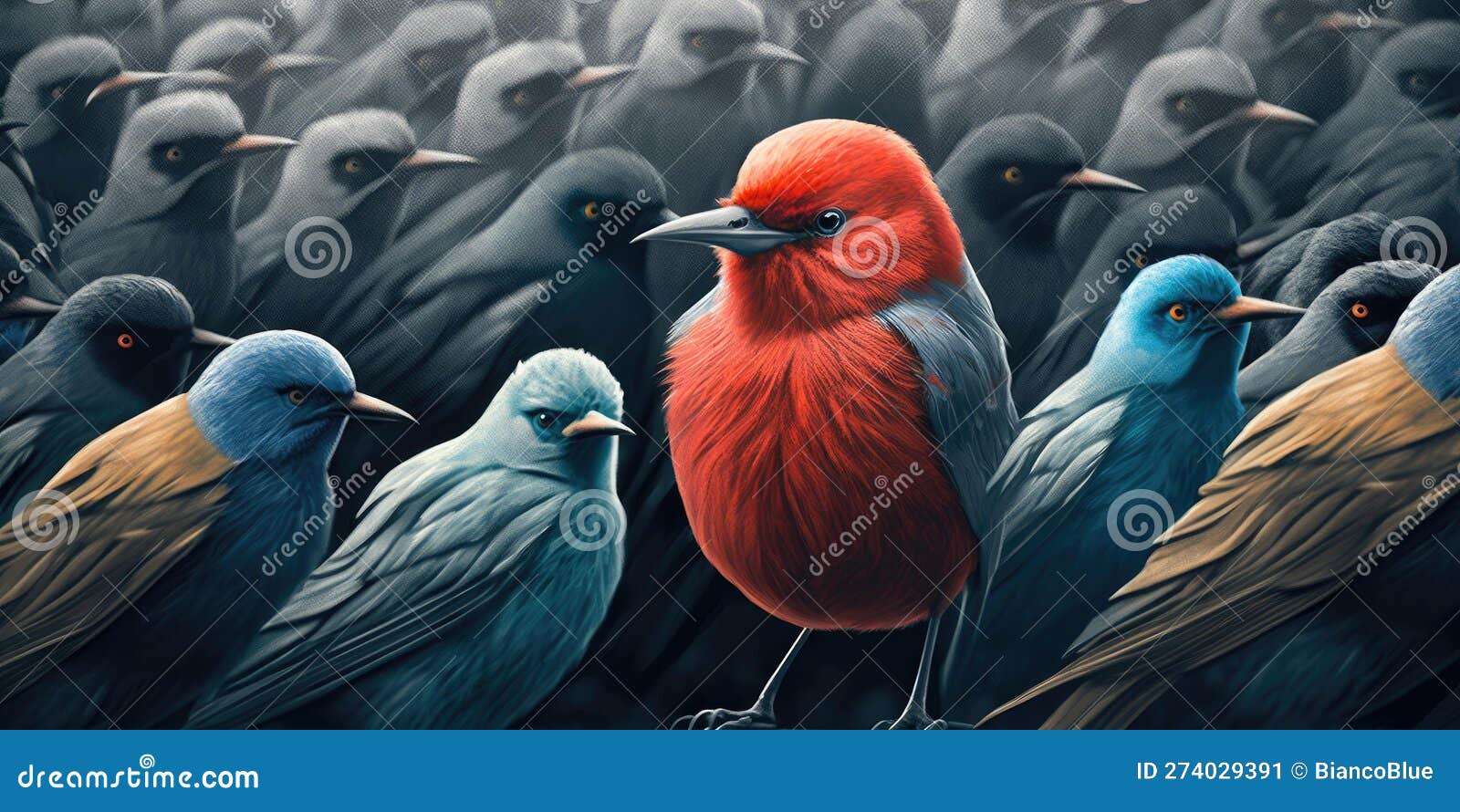 Difference Concept Showing by Extraordinary Bird Standing Out of the ...