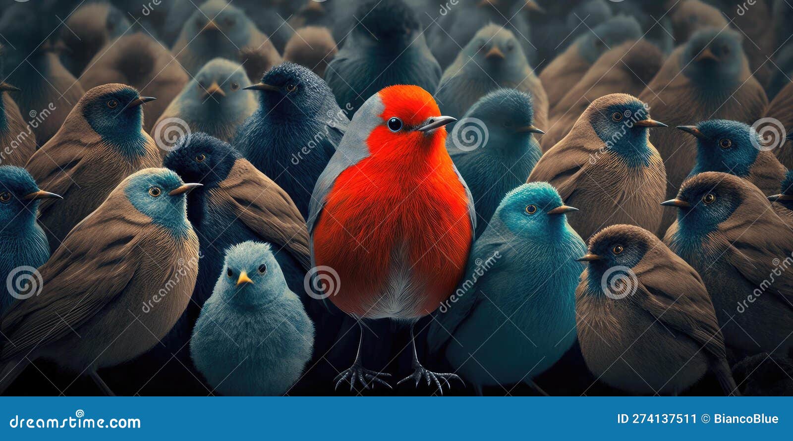 Difference Concept Showing by Extraordinary Bird Standing Out of the ...