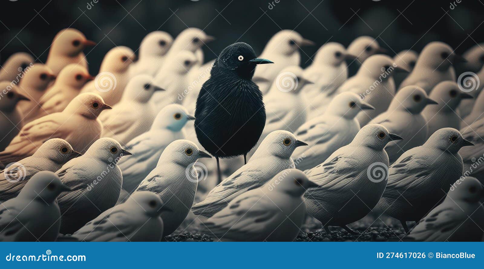 Difference Concept Showing by Extraordinary Bird Standing Out of the ...