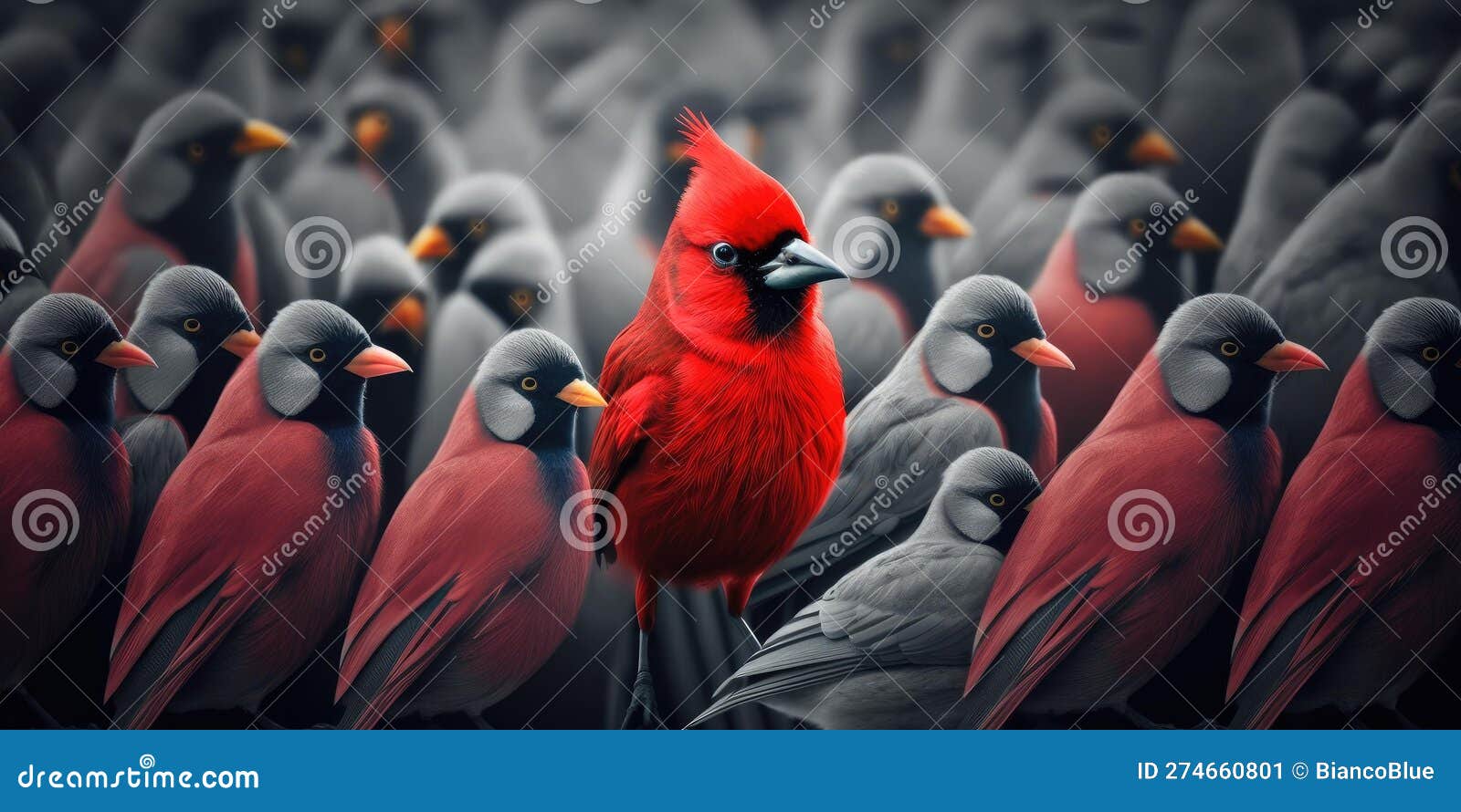 Difference Concept Showing by Extraordinary Bird Standing Out of the ...