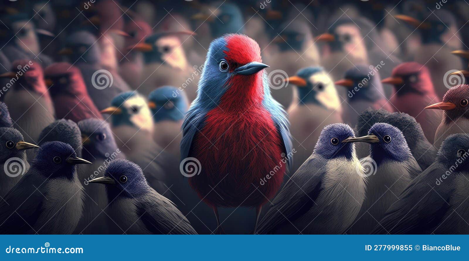 Difference Concept Showing by Extraordinary Bird Standing Out of the ...