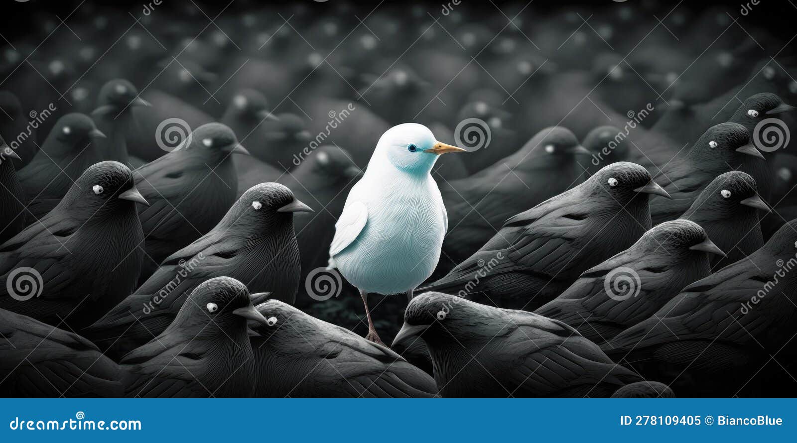 Difference Concept Showing by Extraordinary Bird Standing Out of the ...