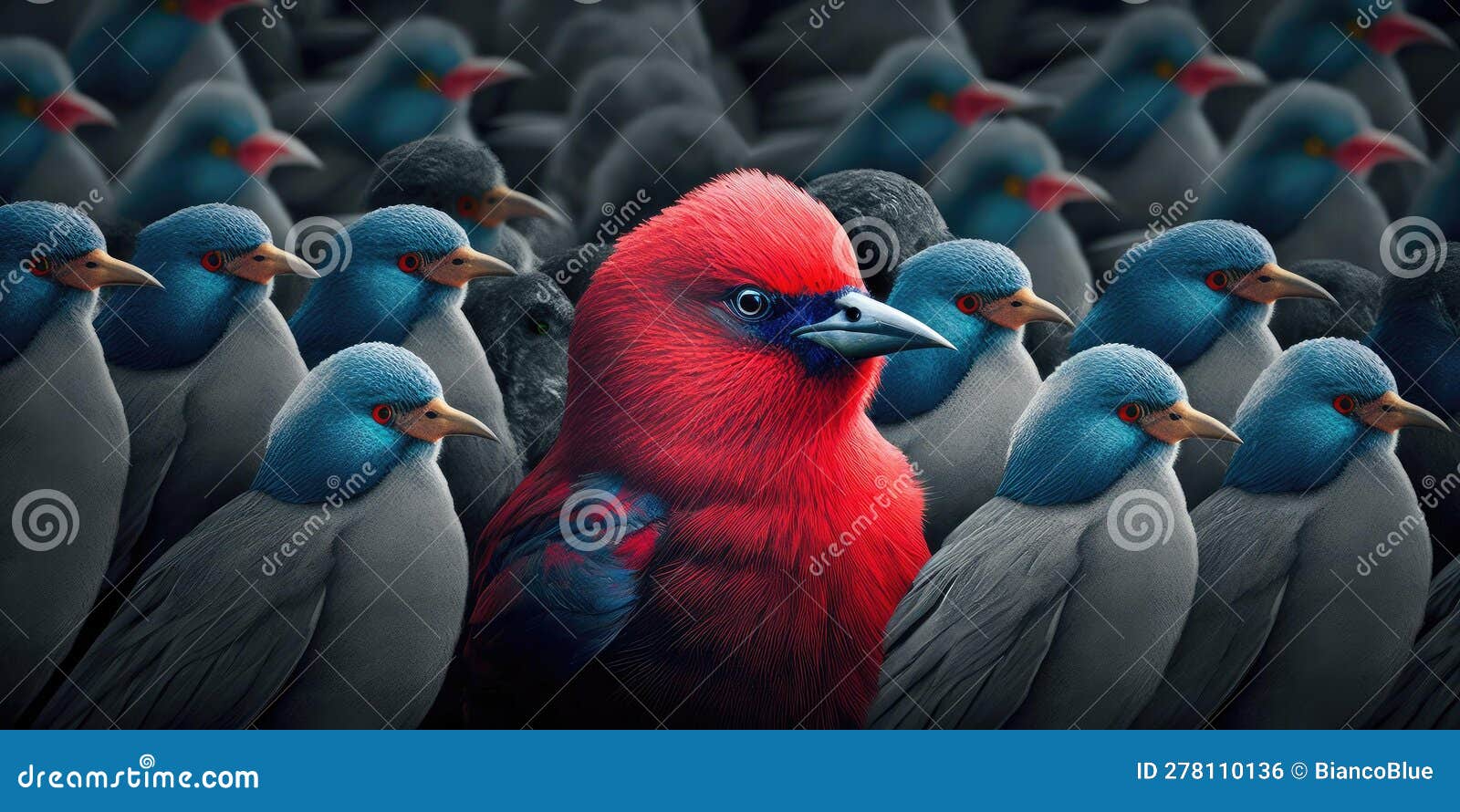 Difference Concept Showing by Extraordinary Bird Standing Out of the ...