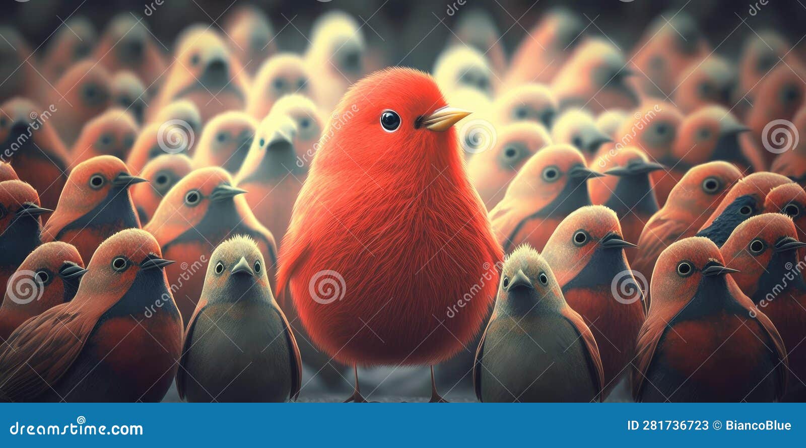 Difference Concept Showing by Extraordinary Bird Standing Out of the ...