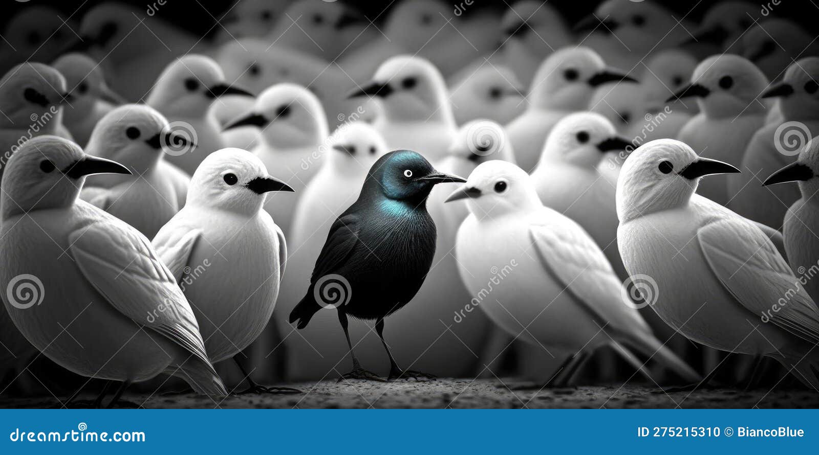 Difference Concept Showing by Extraordinary Bird Standing Out of the ...