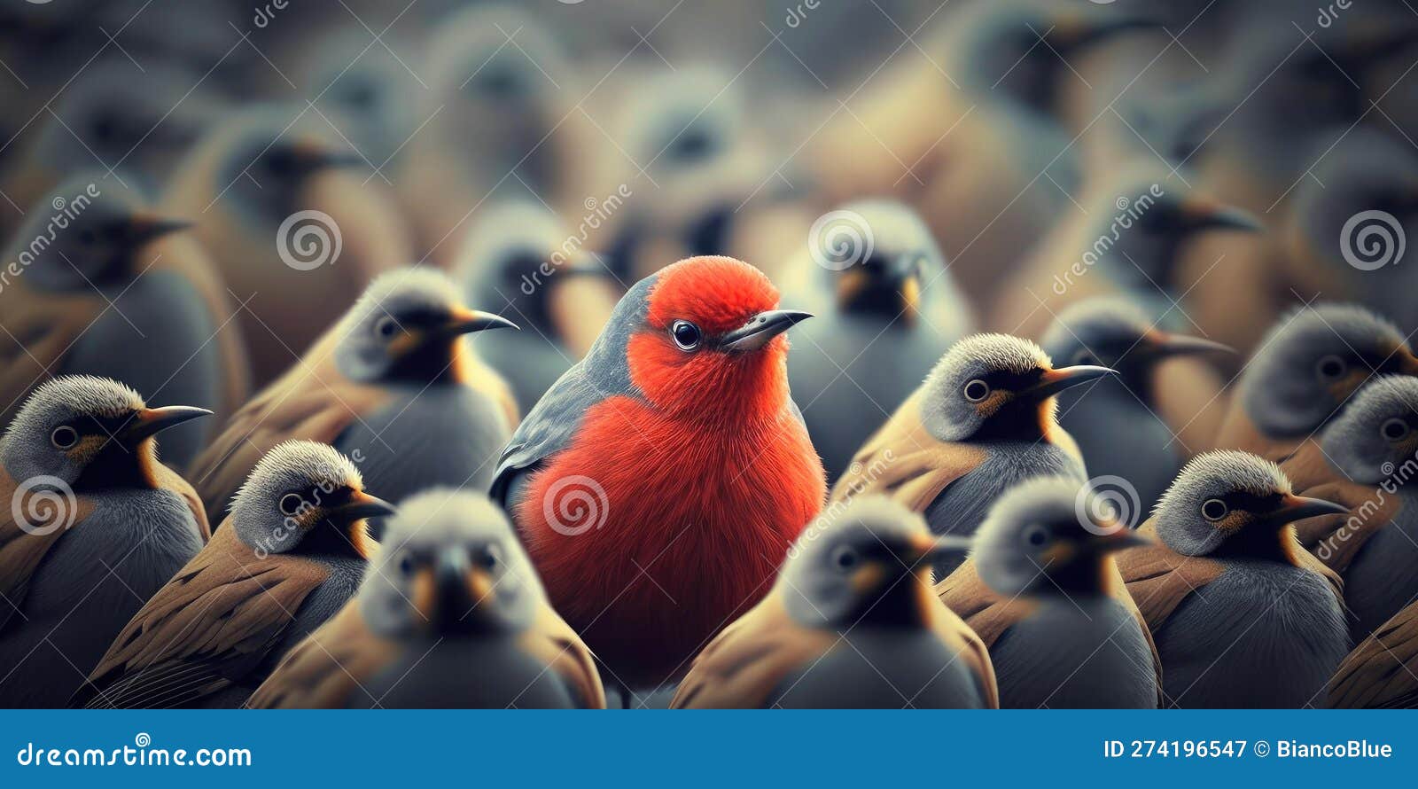 Difference Concept Showing by Extraordinary Bird Standing Out of the ...