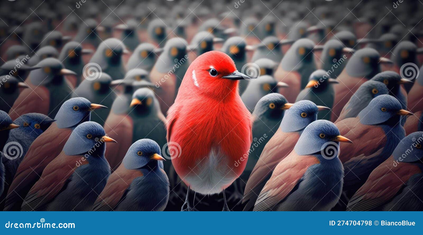 Difference Concept Showing by Extraordinary Bird Standing Out of the ...