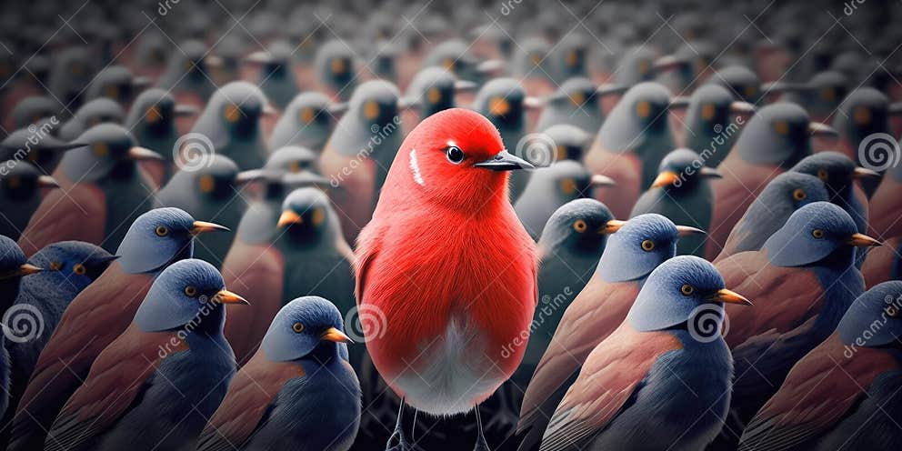 Difference Concept Showing by Extraordinary Bird Standing Out of the ...