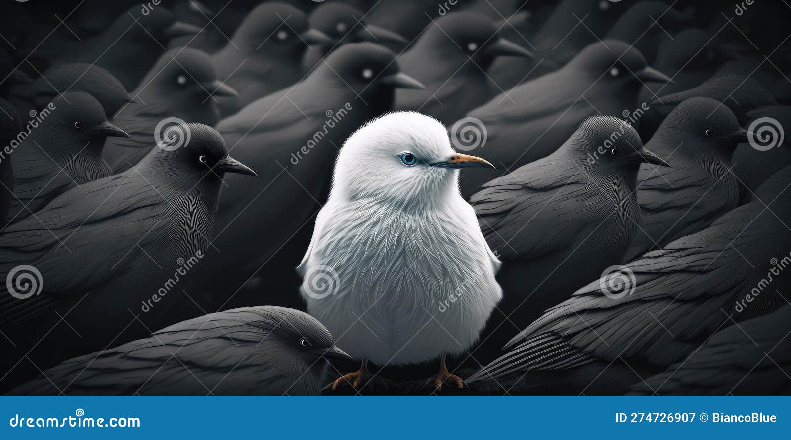 Difference Concept Showing by Extraordinary Bird Standing Out of the ...