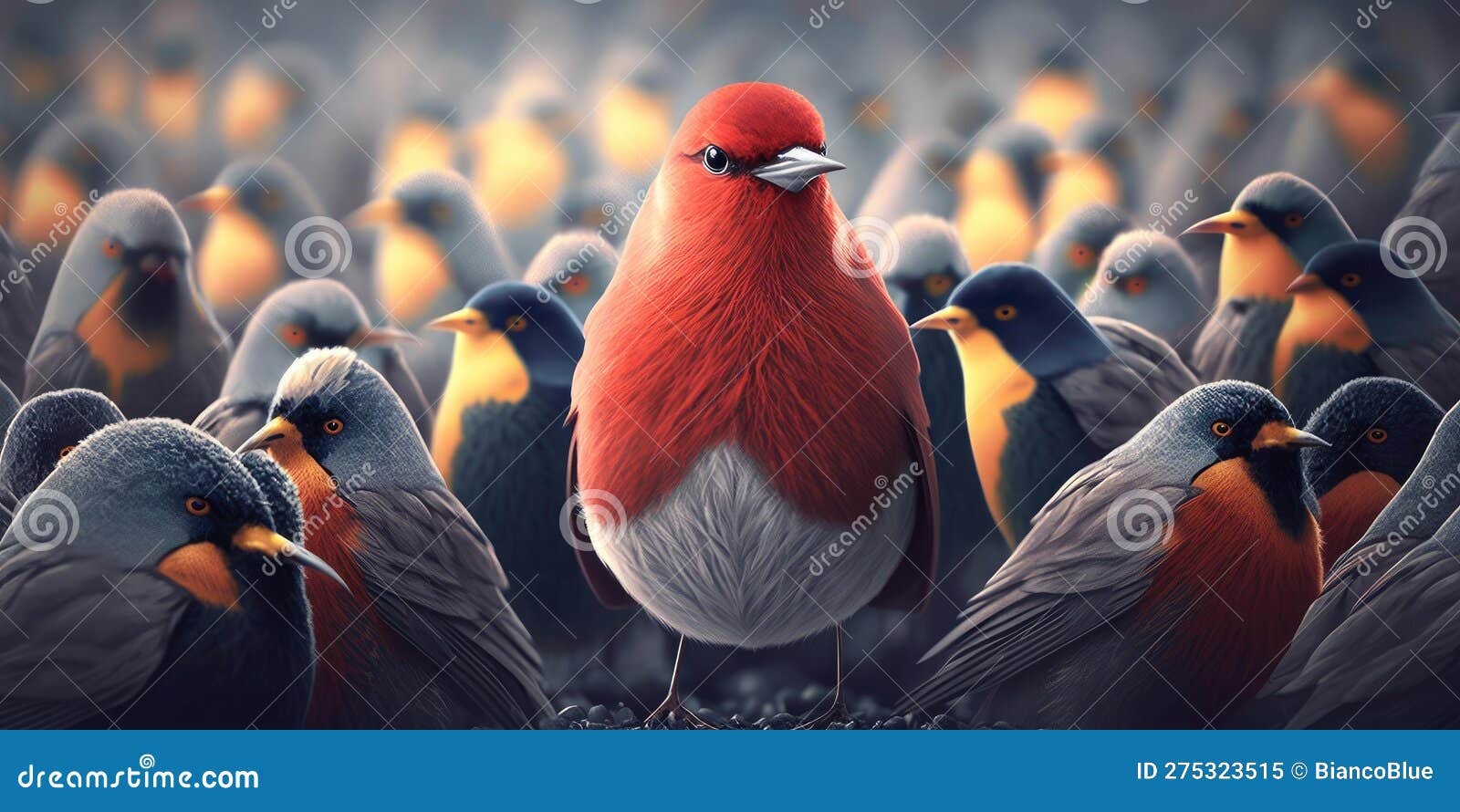 Difference Concept Showing by Extraordinary Bird Standing Out of the ...