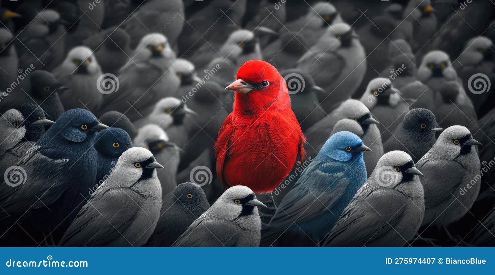 Difference Concept Showing by Extraordinary Bird Standing Out of the ...