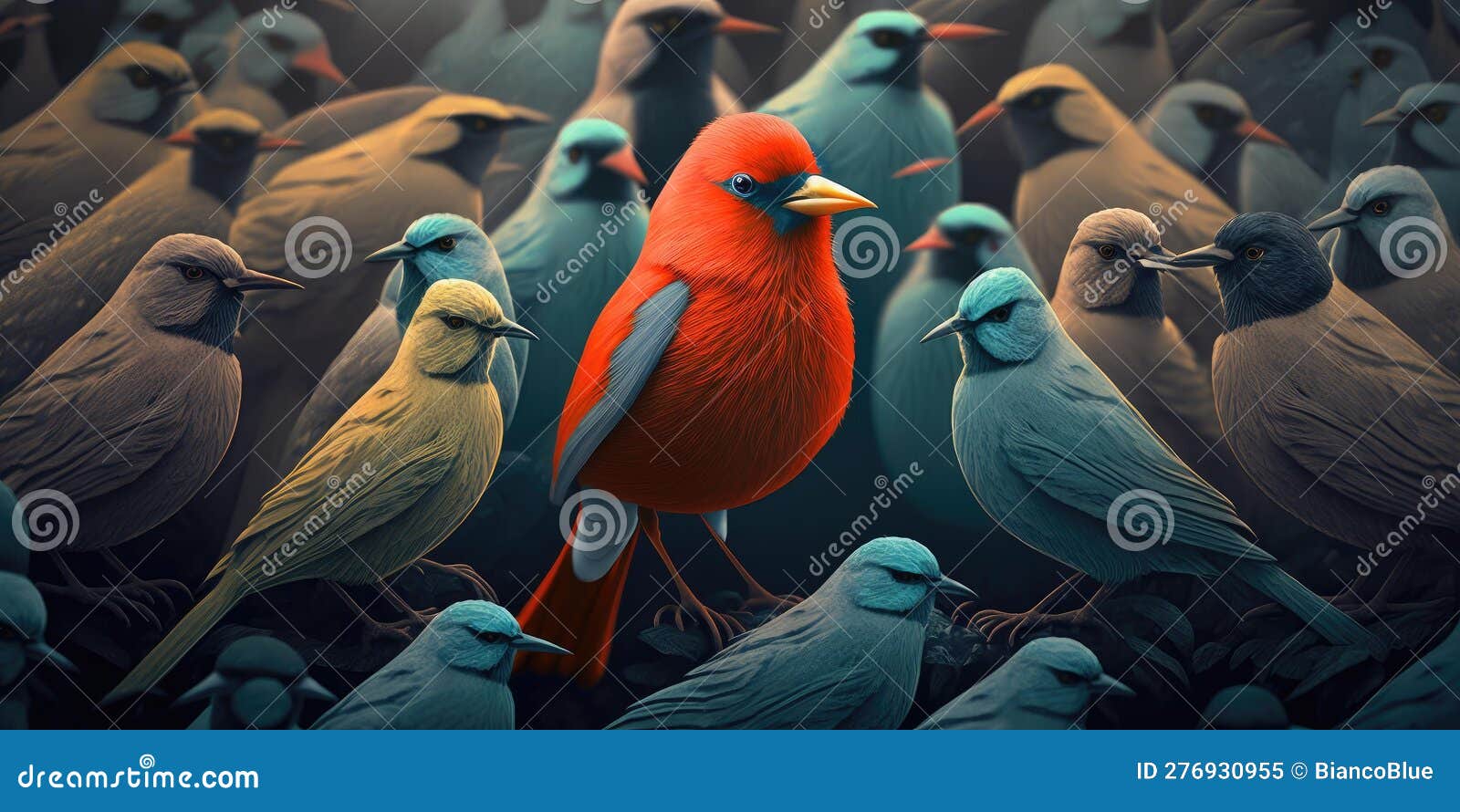 Difference Concept Showing by Extraordinary Bird Standing Out of the ...