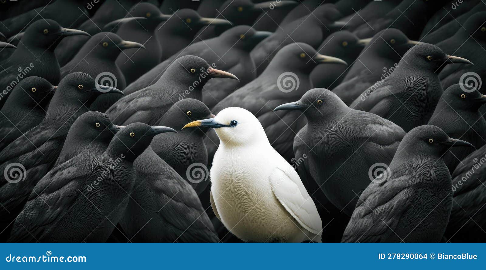 Difference Concept Showing by Extraordinary Bird Standing Out of the ...