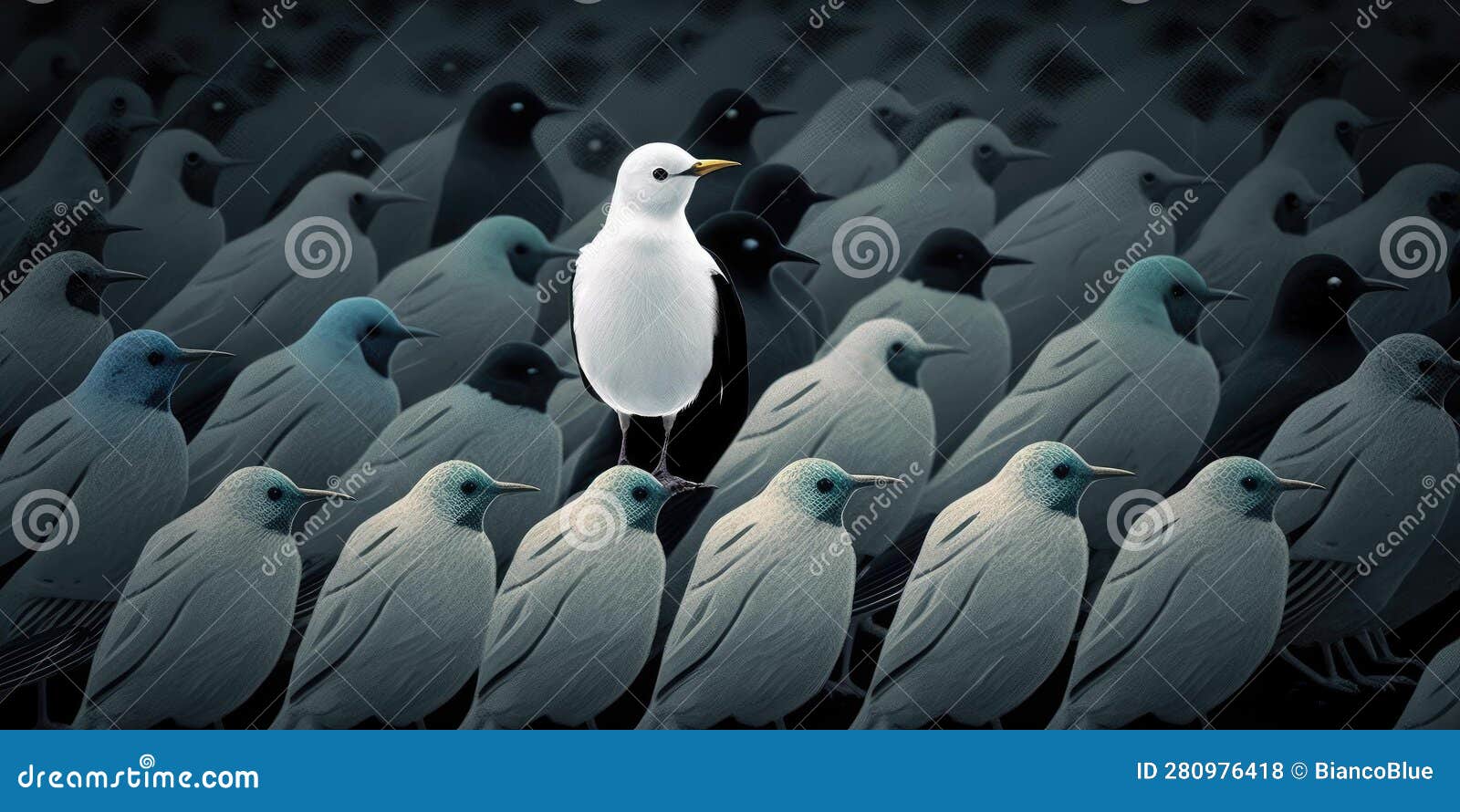 Difference Concept Showing by Extraordinary Bird Standing Out of the ...