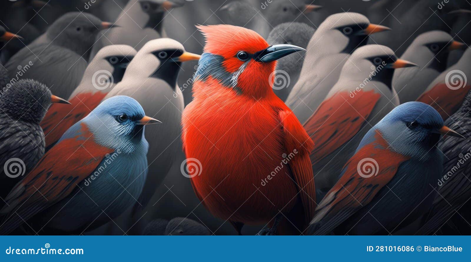 Difference Concept Showing by Extraordinary Bird Standing Out of the ...