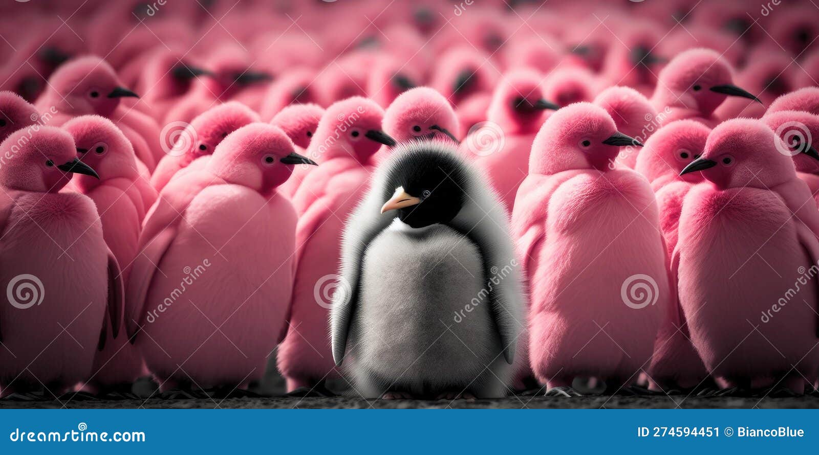 Difference Concept Showing by Extraordinary Penguin Standing Out of the ...